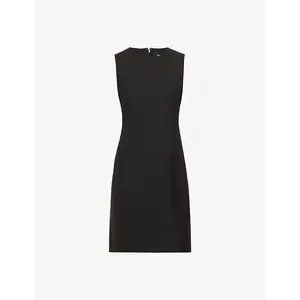Theory Scoop-neck Sleeveless Fitted Stretch-wool Mini Dress
