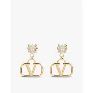 Valentino Garavani Vlogo Rhinestone-embellished Drop Earrings - Oro 18 Crystal Silver