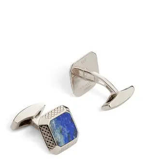 Tateossian Sterling Silver And Lapis Cufflinks - Blue