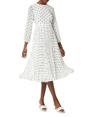 HOBBS LONDON Selena Pleated Polka Dot Dress