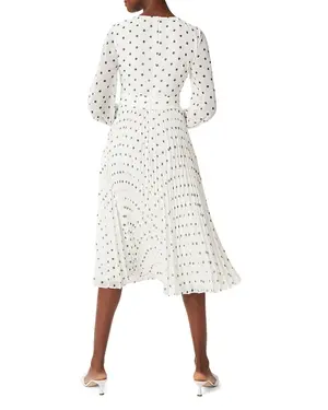 HOBBS LONDON Selena Pleated Polka Dot Dress
