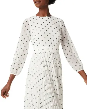HOBBS LONDON Selena Pleated Polka Dot Dress