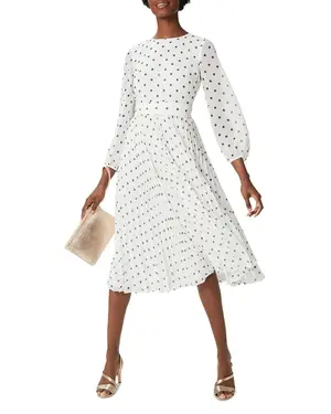 HOBBS LONDON Selena Pleated Polka Dot Dress