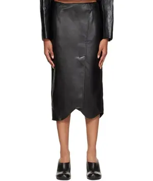 RECTO Recto Black Asymmetric Midi Skirt - Black