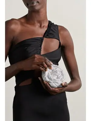 Judith Leiber Rose Desiree Crystal Clutch - Silver