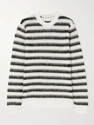 Marni Striped Wool And Mohair-blend Sweater - Brown