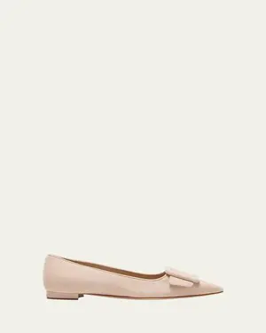 Manolo Blahnik Maysale Suede Ballerina Flats - Nude