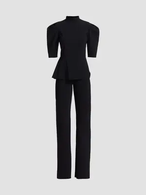 Chiara Boni La Petite Robe Zusanna Mixed-media Puff-sleeve Jumpsuit - Black