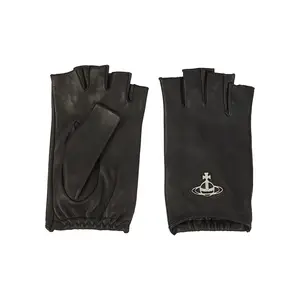 Vivienne Westwood Leather Fingerless Gloves In Black - 51% Off
