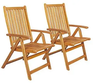 NORTHLIGHT Set Of 2 Brown Acacia 42' Folding Ch Airs - One-color