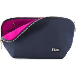KUSSHI Signature Makeup Bag - Classic Navy/pink