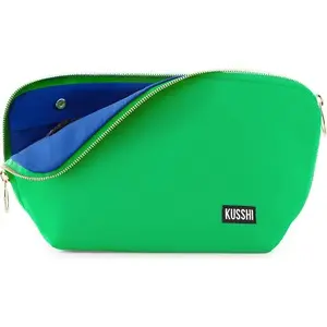 KUSSHI Signature Makeup Bag - Kelly Green/light Navy