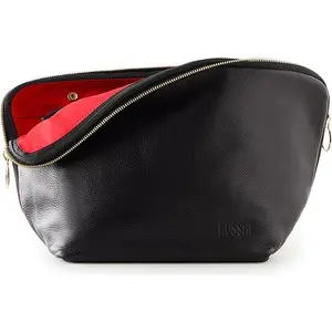 KUSSHI KUSSHI Vacationer Leather Makeup Bag Black Leather/red