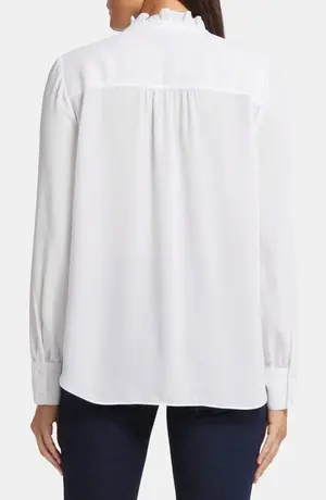 NYDJ Ruffle Neck Blouse - Optic White