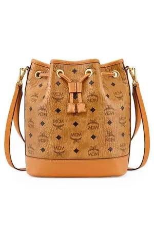 Mcm Dessau Monogram Drawstring Bucket Bag With Pouch