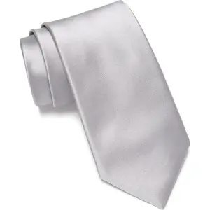 Canali Solid Silk Neck Tie - Silver