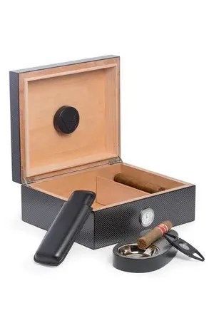 BEY-BERK 6-piece Marcus Cigar Humidor Set