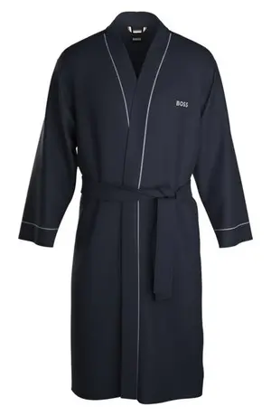 BOSS Piped Cotton Robe Dk Bu