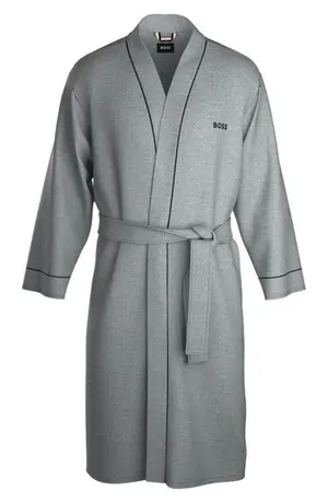 BOSS Piped Cotton Robe - Med Gy