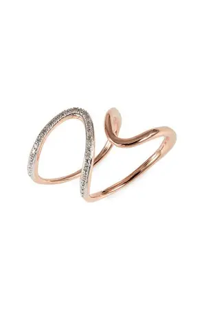 Monica Vinader Riva Diamond Open Wrap Ring - 18ct Rose Gold On Sterling