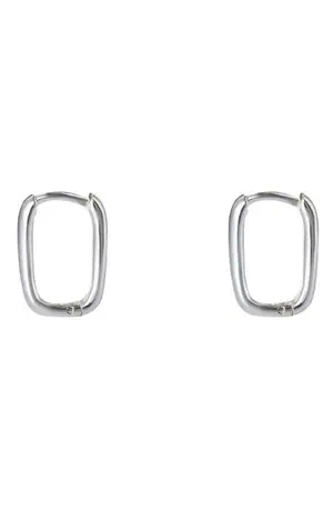 Argento Vivo Oblong Hoop Earrings - Silver