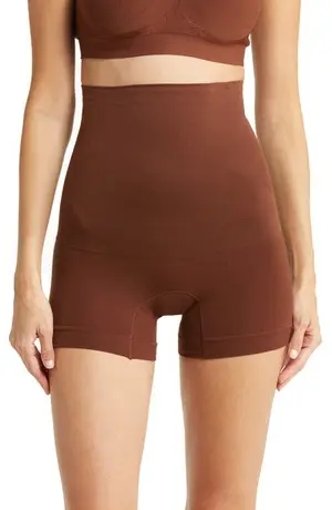 SHAPERMINT ESSENTIALS High Waist Shaper Boyshorts Chocolate
