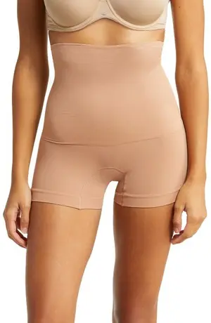 SHAPERMINT ESSENTIALS High Waist Shaper Boyshorts - Latte