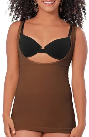 SHAPERMINT Open Bust Shaper Camisole - Chocolate