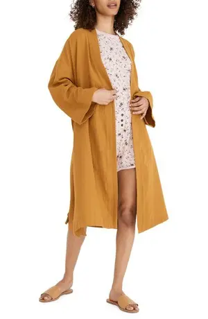 Madewell Double Gauze Cotton Robe - Antique Gold