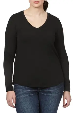 Universal Standard Long Sleeve V-rex Tee - Black