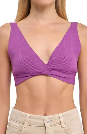 Endless Rose Twisted Ribbed Bralette Top - Grape