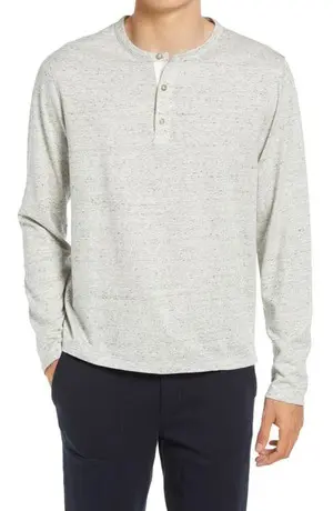VINCE Linen Blend Long Sleeve Henley