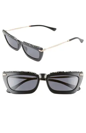 JIMMY CHOO Vela Flat Top Sunglasses - Black/grey Blue