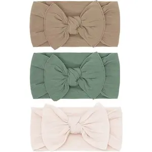 BABY BLING 3-pack Bow Headbands - Oak/sage/oatmeal