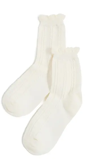 STEMS Pointelle Crew Socks - White