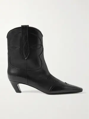 Khaite Dalls Leather Cowboy Ankle Boots