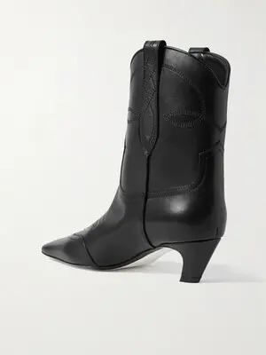 Khaite Dalls Leather Cowboy Ankle Boots