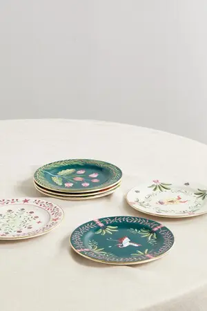 La DoubleJ Set Of Six Gold-plated Porcelain Dessert Plates