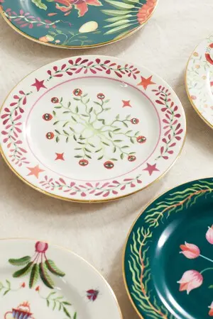 La DoubleJ Set Of Six Gold-plated Porcelain Dessert Plates