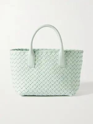 Bottega Veneta Cabat Mini Intrecciato Leather Tote - White