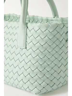 Bottega Veneta Cabat Mini Intrecciato Leather Tote - White