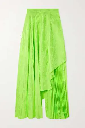 Christopher John Rogers Asymmetric Pleated Viscose Skirt