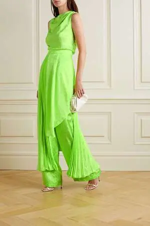 Christopher John Rogers Asymmetric Pleated Viscose Skirt
