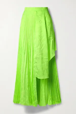 Christopher John Rogers Asymmetric Pleated Viscose Skirt