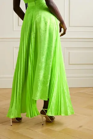 Christopher John Rogers Asymmetric Pleated Viscose Skirt