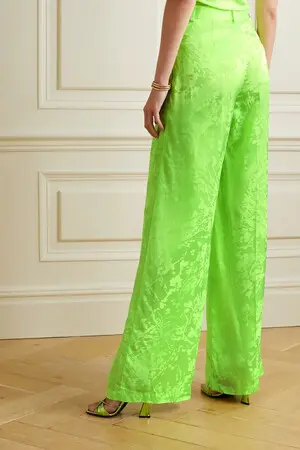 Christopher John Rogers Pleated Jacquard Wide-leg Pants