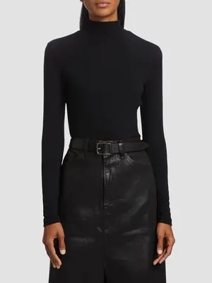 FRAME Rib Turtleneck Sweater - Noir