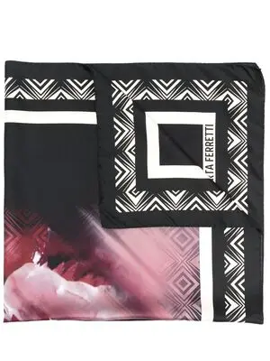 Alberta Ferretti Geometric-print Silk Scarf - Black