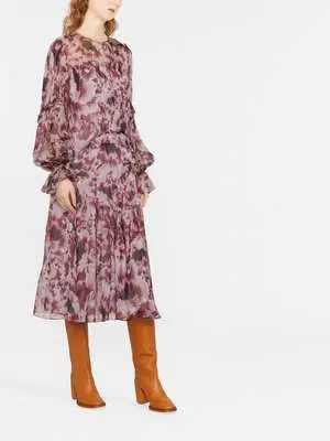 Alberta Ferretti Floral Print Silk Dress