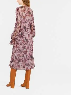 Alberta Ferretti Floral Print Silk Dress